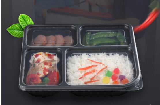 Disposable four-compartment plastic food box | plastic box manufacturers